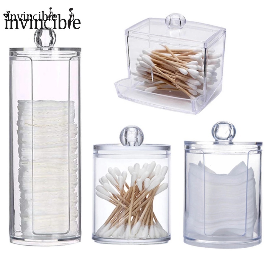 Transparent cotton pads Small objects Storage Box/ Desk Clamshell ...
