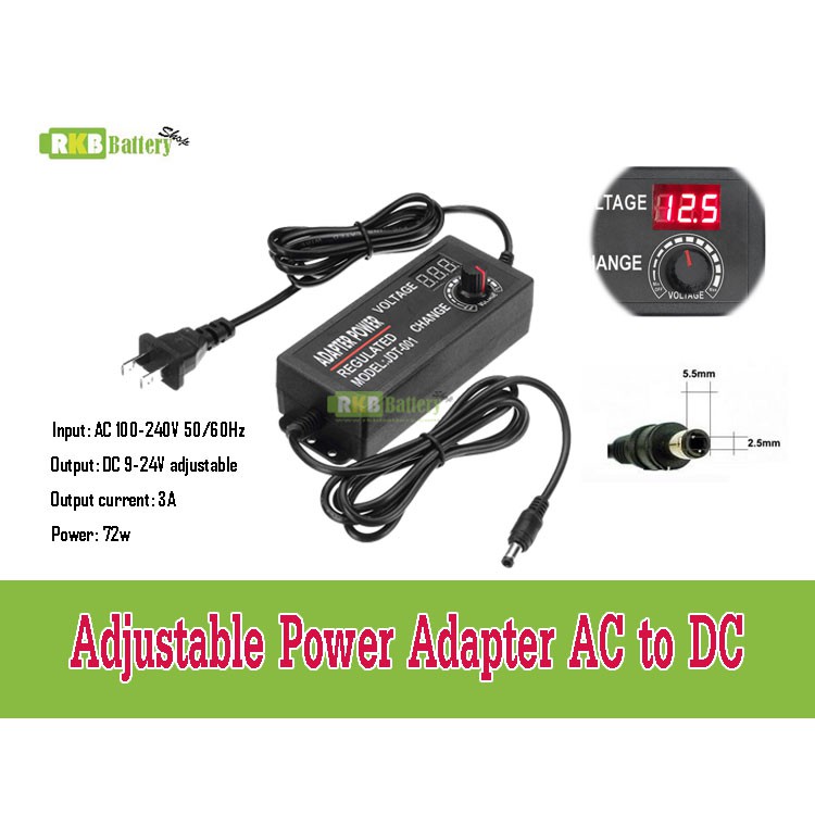 [พร้อมส่ง] Adjustable Power Adapter AC to DC 9-24V 3A 5A 72W 120W Universal Adapter Voltage ...