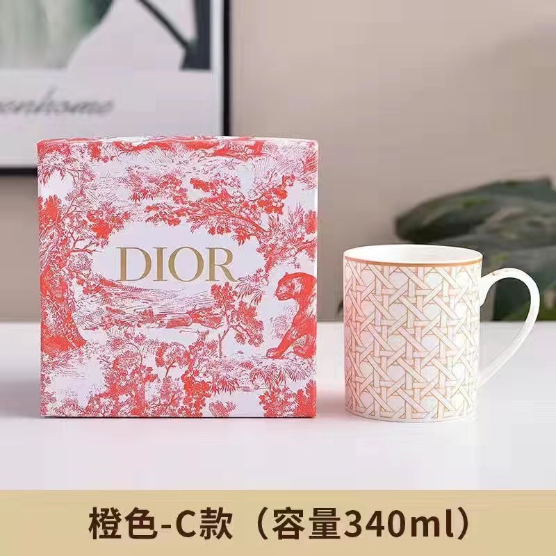 Dior mug bone china home breakfast cup couple coffee milk cup gift box ...