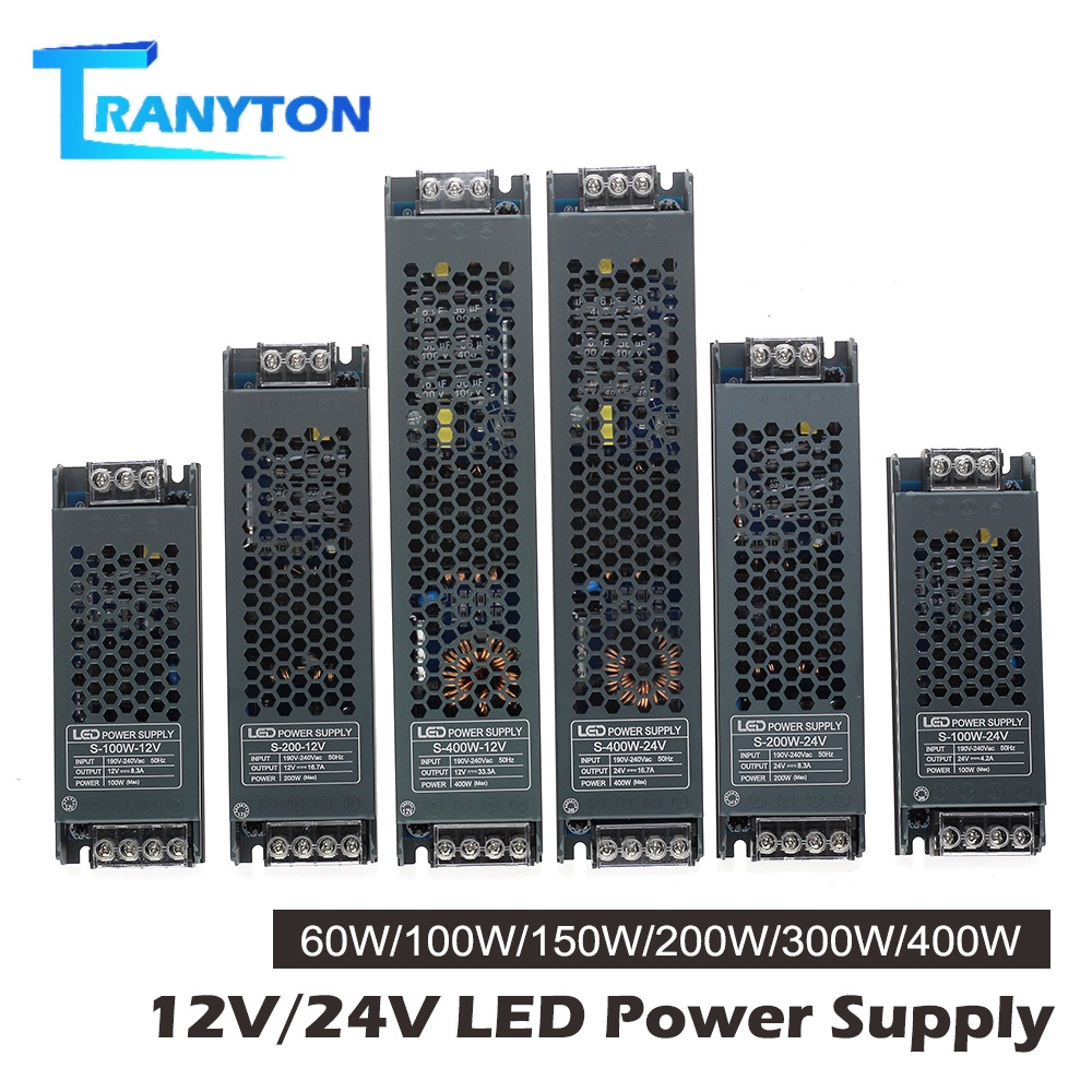 LED แหล่งจ่ายไฟ DC12V 24V 60W 100W 150W 200W 300W 400W หม้อแปลงไฟฟ้า Driver สำหรับแถบ LED ...