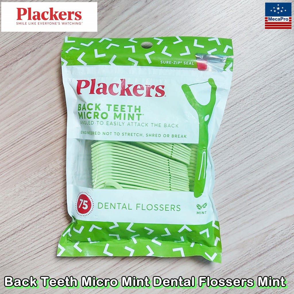 Plackers® Back Teeth Micro Mint Dental Flossers Mint 75 Count ไหมขัดฟัน ...