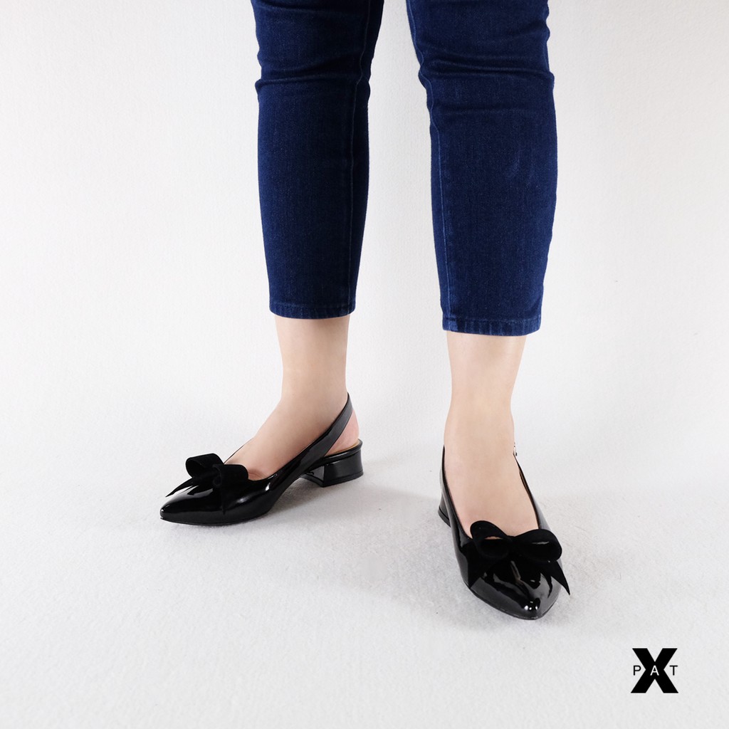 สีดำ X-PAT(1X88003) รองเท้ารัดส้นแต่งโบหูมินนี่ | Shopee Thailand