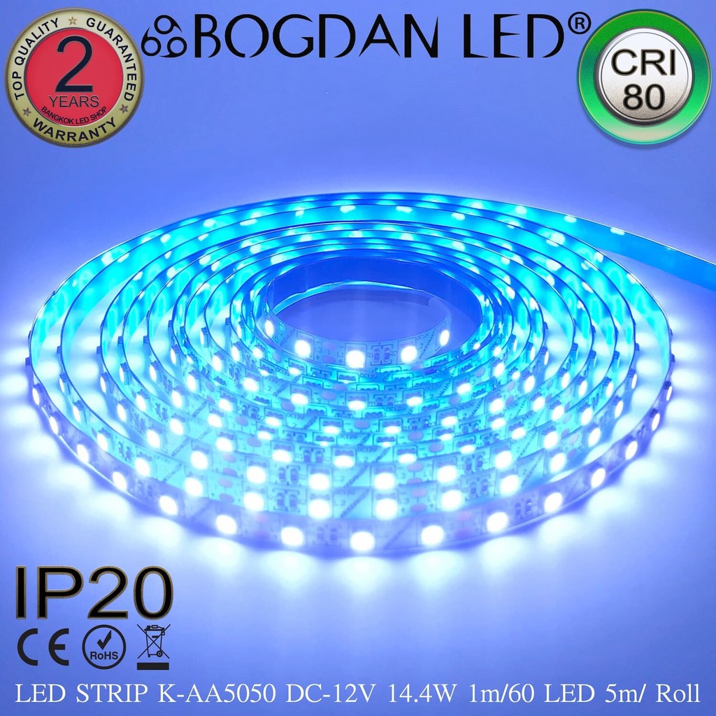 LED STRIP K-AA5050-60-10000K DC-12V 14.4W/1M IP20 ยี่ห้อBOGDAN LED แอล ...