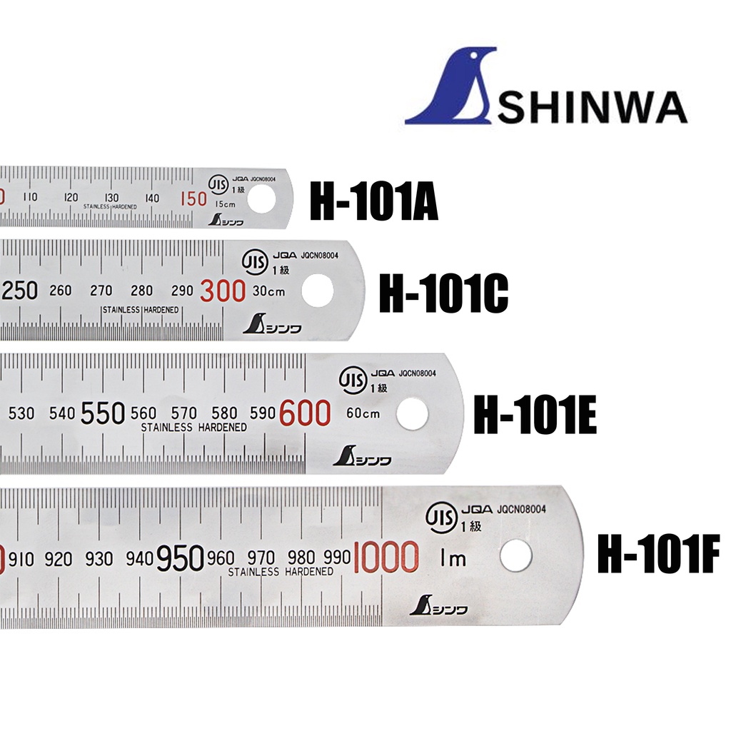 SHINWA ไม้บรรทัดสแตนเลส 150 (H-101A), 300มม.(H-101C)/Stainless Steel Ruler 150, 300mm. | Shopee ...