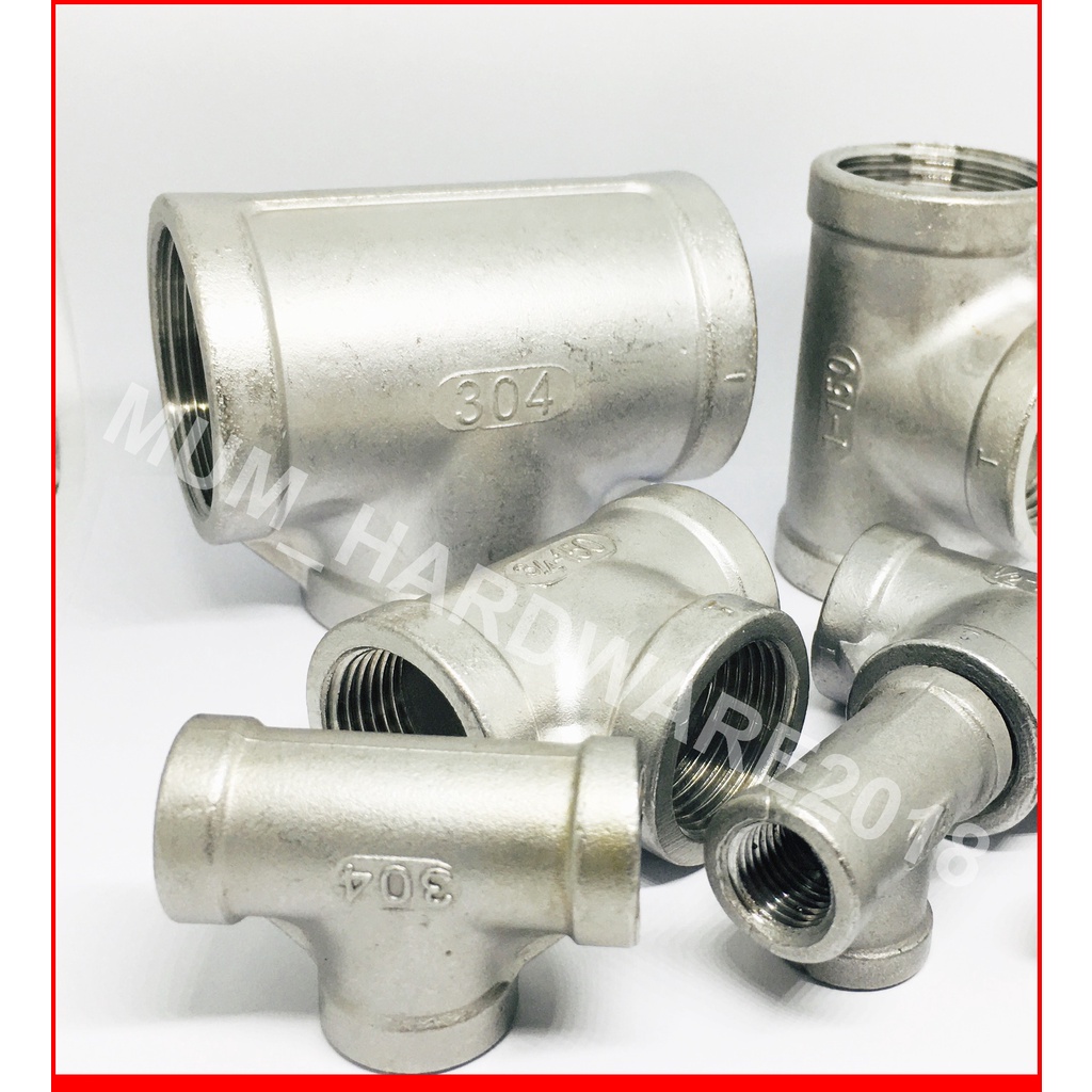ข้อต่อสามทางสแตนเลส 304 เกลียวใน (ขนาด 1หุน-1นิ้ว) เกลียวประปา BSPT เกรด304 | Shopee Thailand