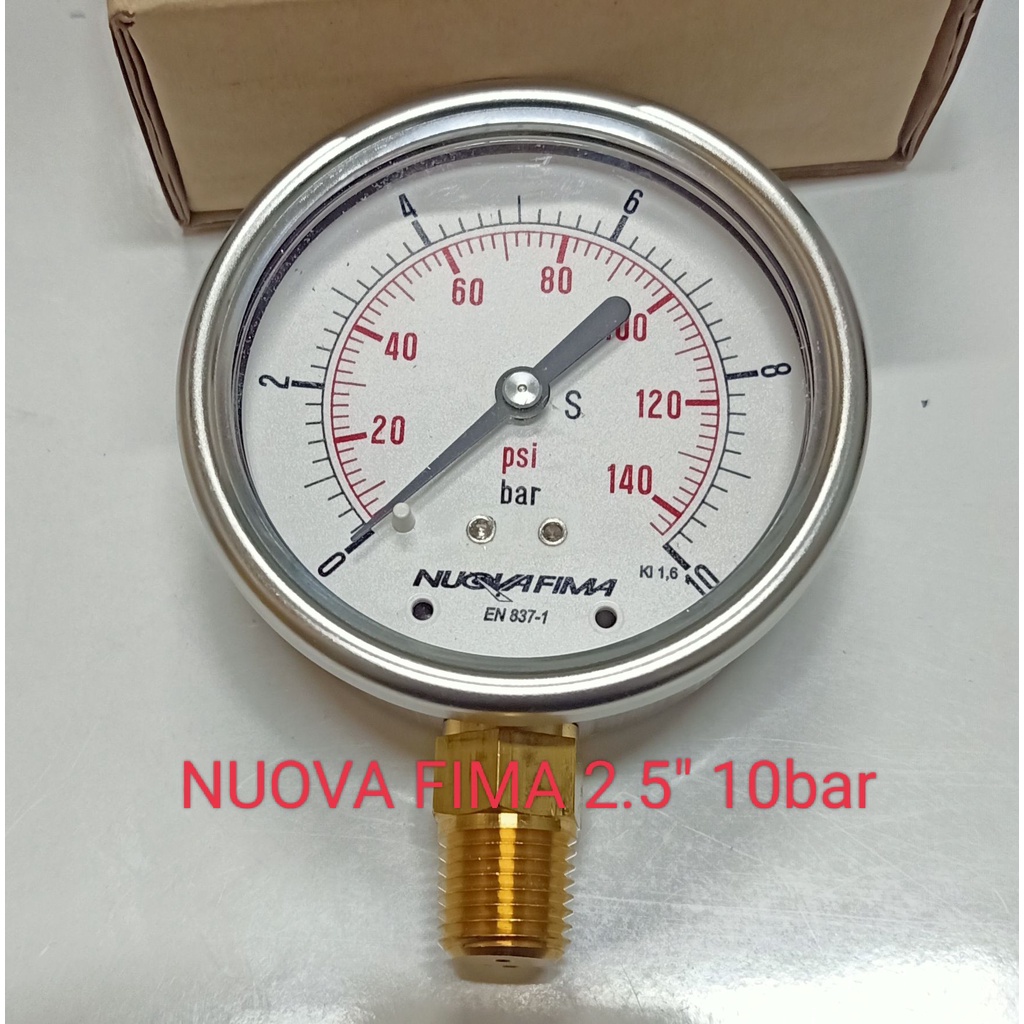 ชุดเกจวัดแรงดัน NUOVA FIMA PRESSURE GAUGE หน้าปัด 2.5นิ้ว 0-10 BAR ...