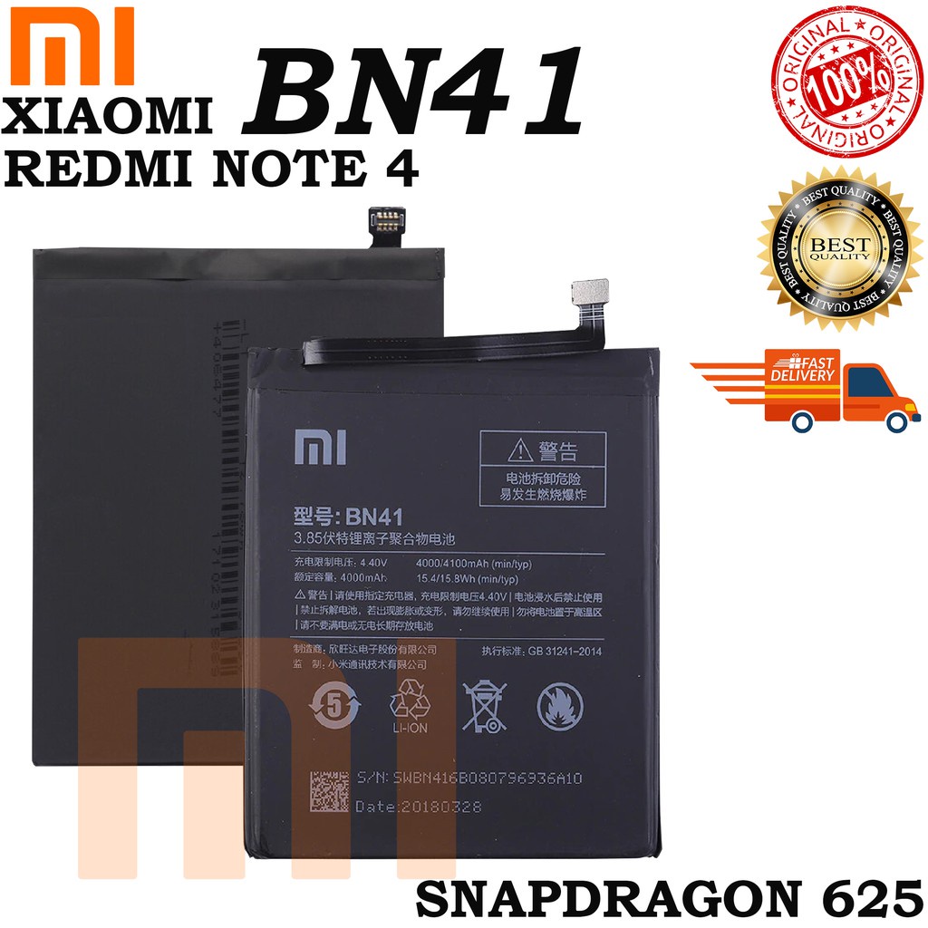 แบตเตอรี่ Xiaomi REDMI Note 4 แบตเตอรี่ BN41 4100mAh | Shopee Thailand