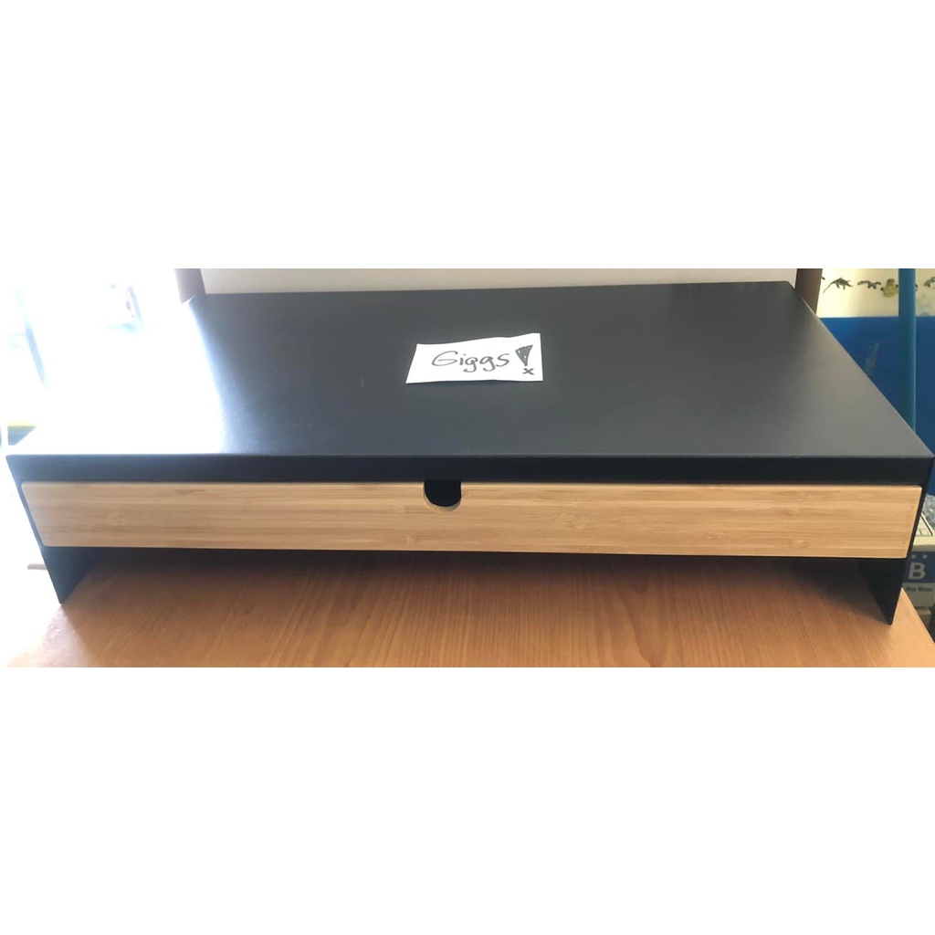 ชั้นวางจอคอมพร้อมลิ้นชักเก็บของ IKES ELLOVEN สีดำ | Shopee Thailand