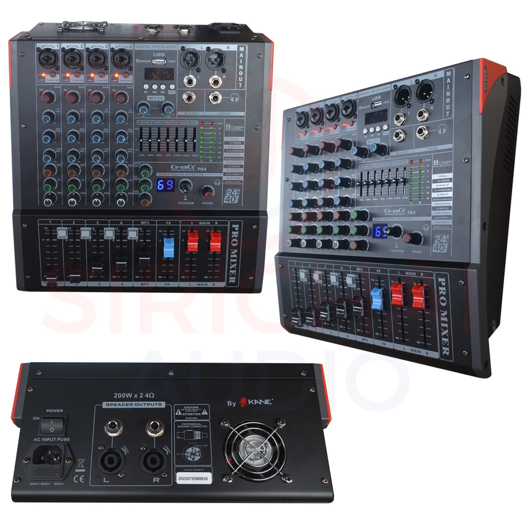 เพาเวอร์มิกซ์ Ceance รุ่น PA4 วัตต์500watt. เอฟเฟคแท้99ช่อง บลูทูธ EQ7 ...