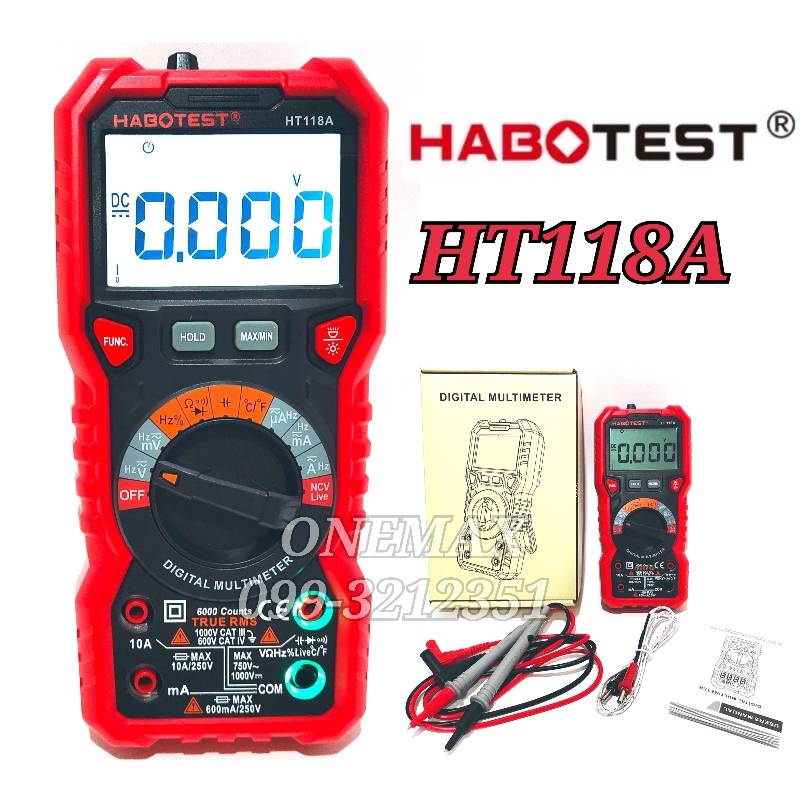 มัลติมิเตอร์ดิจิตอล HABOTEST HT118A Digital Multimeter มิเตอร์วัดไฟ ...