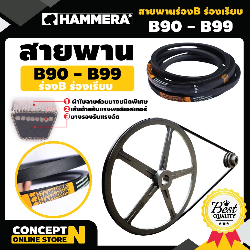 สายพาน HAMMERA แท้100% ร่อง B90 B91 B92 B93 B94 B95 B96 B97 B98 B99 ...