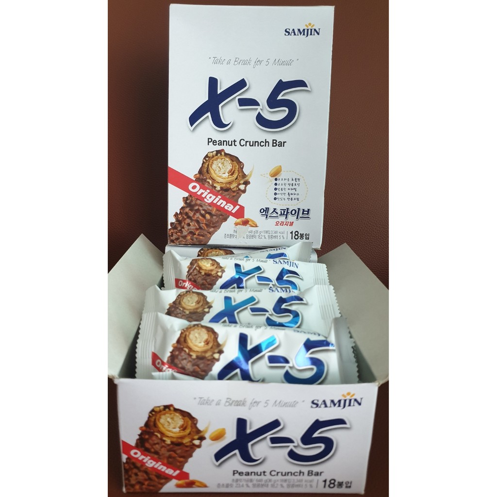 ขนมจากเกาหลี Samjin X-5 Peanut crunch bar | Shopee Thailand