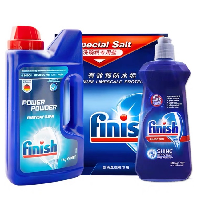Finish set ฟินิช (Finish power powder 1 Kg , finish rinse aid 500 ml ...