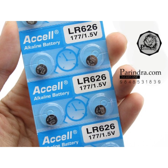 แบตเตอรี่เม็ดกระดุม Accell LR626 177/1.5V Watch Alkaline Battery Japan STD (ได้เต็มแผง 10 ก้อน ...