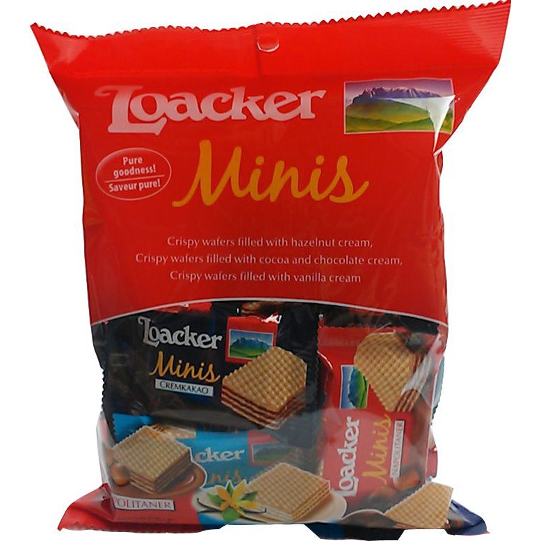 Loacker Mini Assorted 80gล็อคเกอร์มินิส์เวเฟอร์สอดไส้ครีมรสเฮเซลนัตรส ...