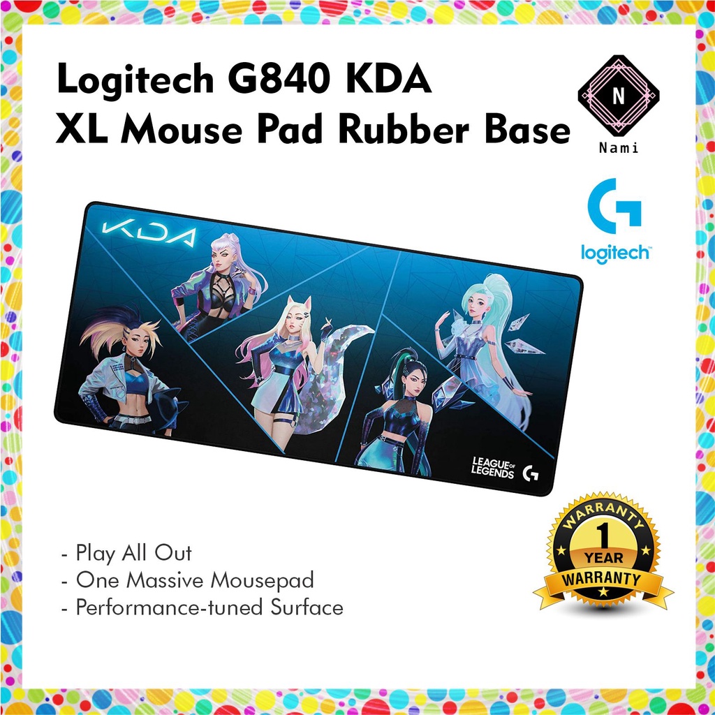 แผ่นรองเมาส์ Logitech G840 KDA XL ฐานยางมั่นคงบาง 3 มม. League of ...