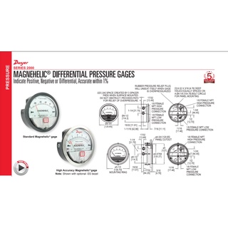 Dwyer - 2300-60PA เพรสเชอร์เกจ วัดแรงดันห้องแยกโรค (Magnehelic Differential Pressure Gauge ...