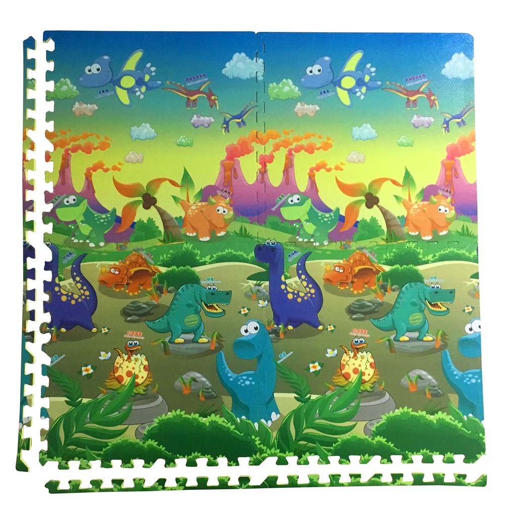 MAEJAN แผ่นรองคลานลายไดโนเสาร์สุดน่ารัก มาพร้อมคำศัทพ์ 4ชิ้น/แพ็ค ขนาด ย60xส60xหนา1.0 ซม ...