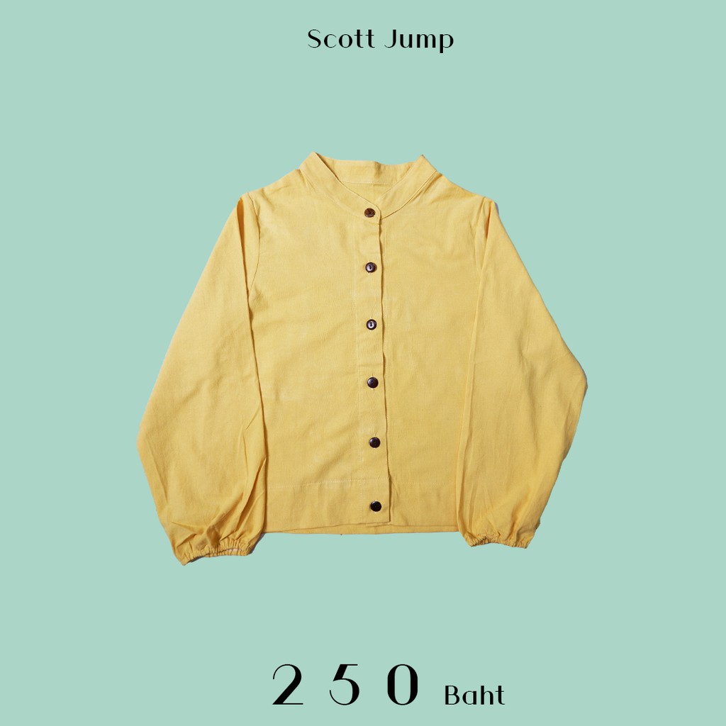 Scott Jump เสื้อผ้าฝ้ายแขนยาว รุ่น กระดุมไม้ | Shopee Thailand