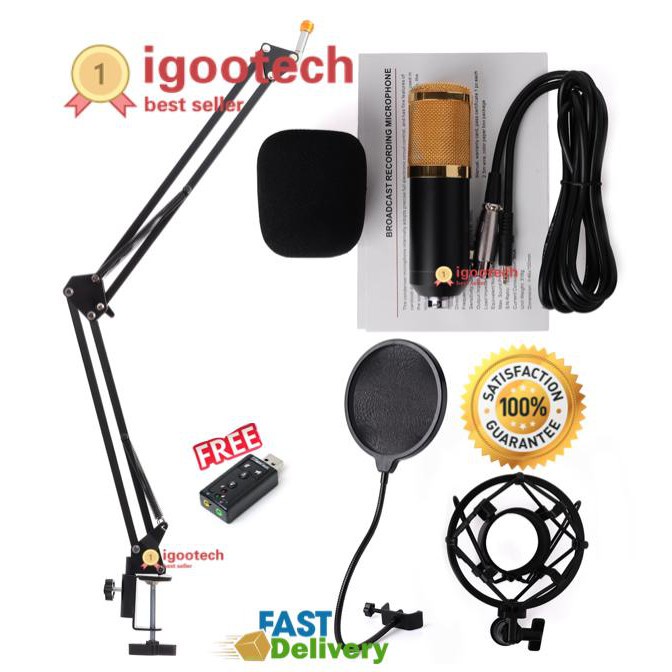 igootech ไมค์ ไมค์อัดเสียง คอนเดนเซอร์ Pro Condenser Mic Microphone BM800 พร้อม ขาตั้งไมค์โครโฟน ...