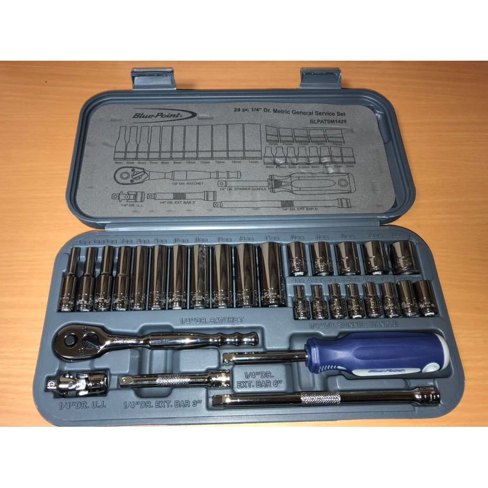 BLUE-POINT 29pcs 1/4Dr. Socket Set 6 Point BLPATSM1429 ชุดซ็อกเก็ต ...