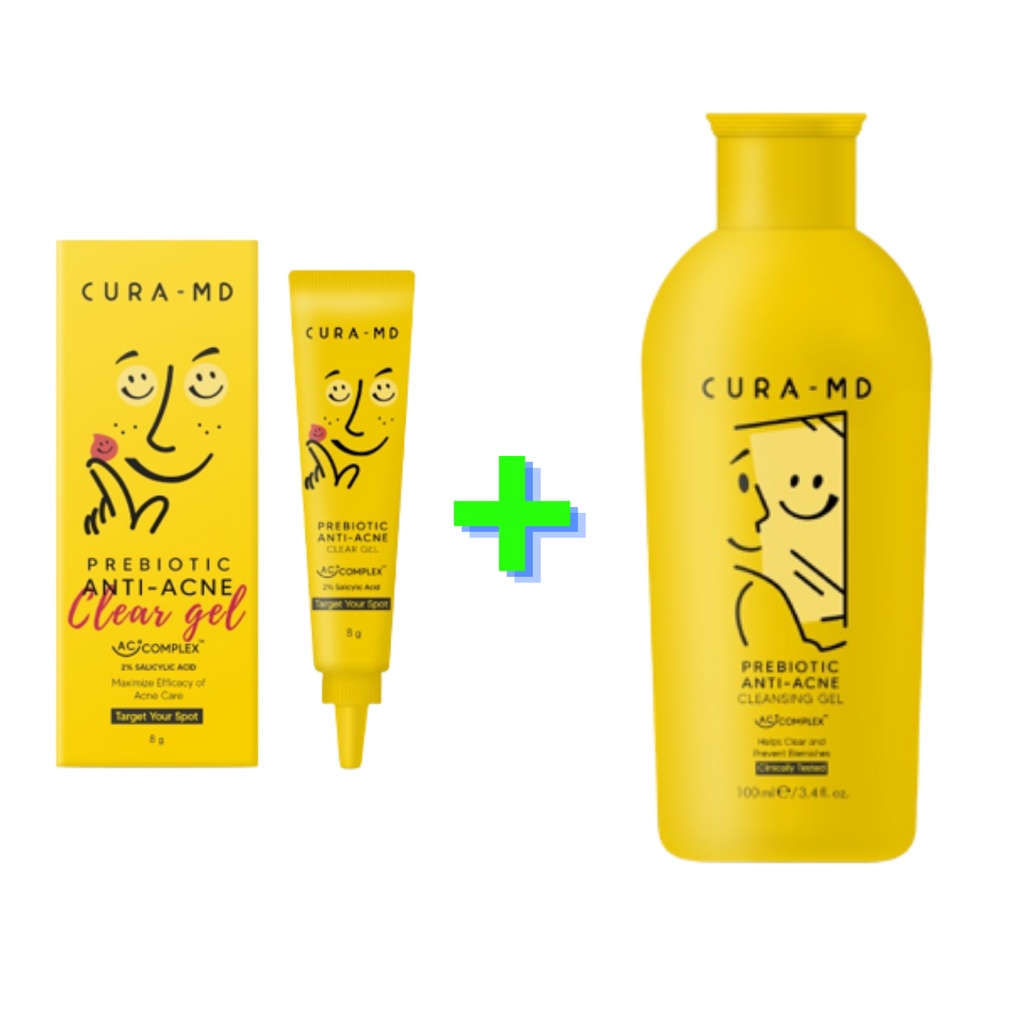 CURA-MD Prebiotic Anti-Acne Clear Gel 8g / Cleansing Gel 100g คูร่า ...