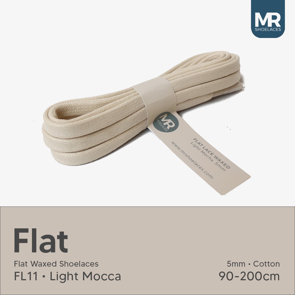Lilin Mr Shoelaces FL11 Light Mocha (Moka) Waxed Laces 5mm Flat Flat Flat Flat (Waxed Laces ...