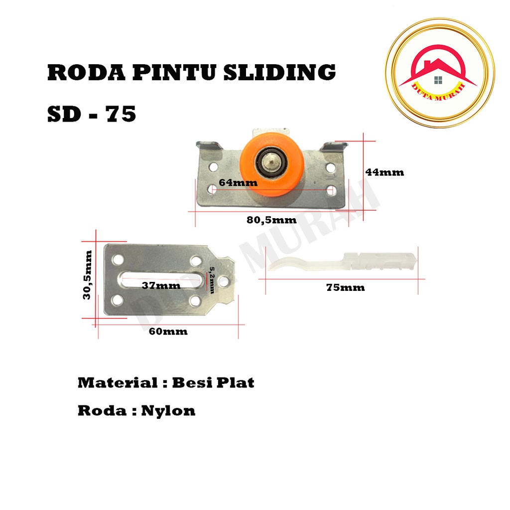 ล้อประตูตู้เลื่อน AS 75/385 สีส้มหรือเลื่อน AS 75 Rail คู่ฟรี SCREWS ...