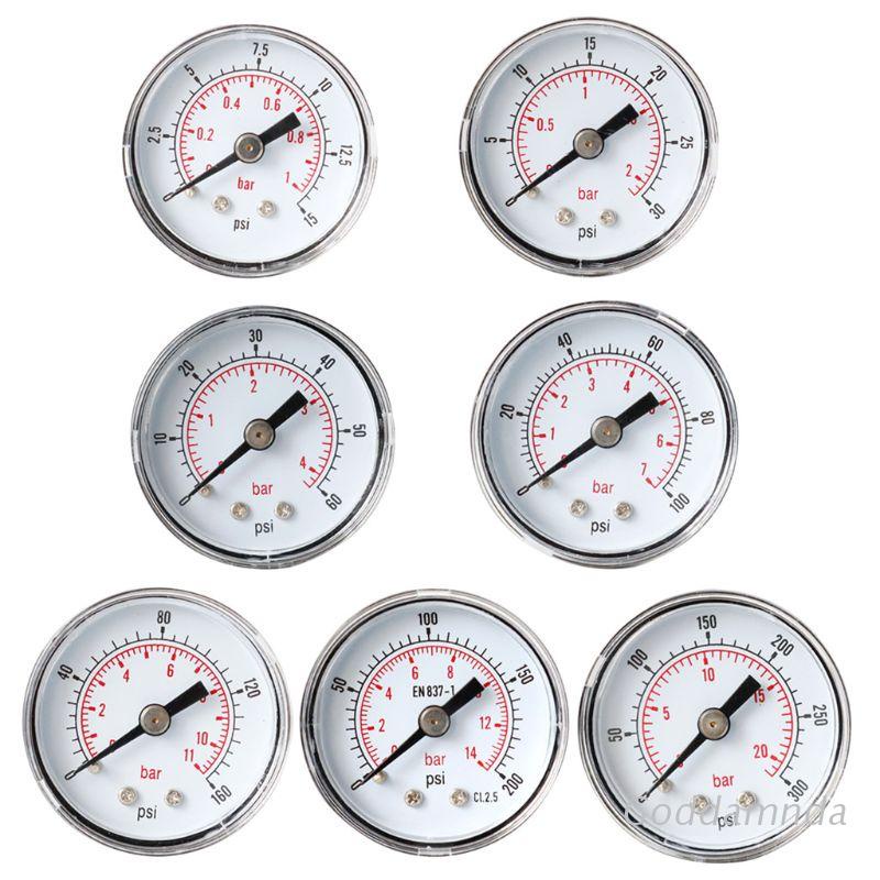GODD Pressure Gauge 40mm 1/8 BSPT Rear Back 15,30,60.100,160,300 PSI & Bar for Air, Gas, Water ...