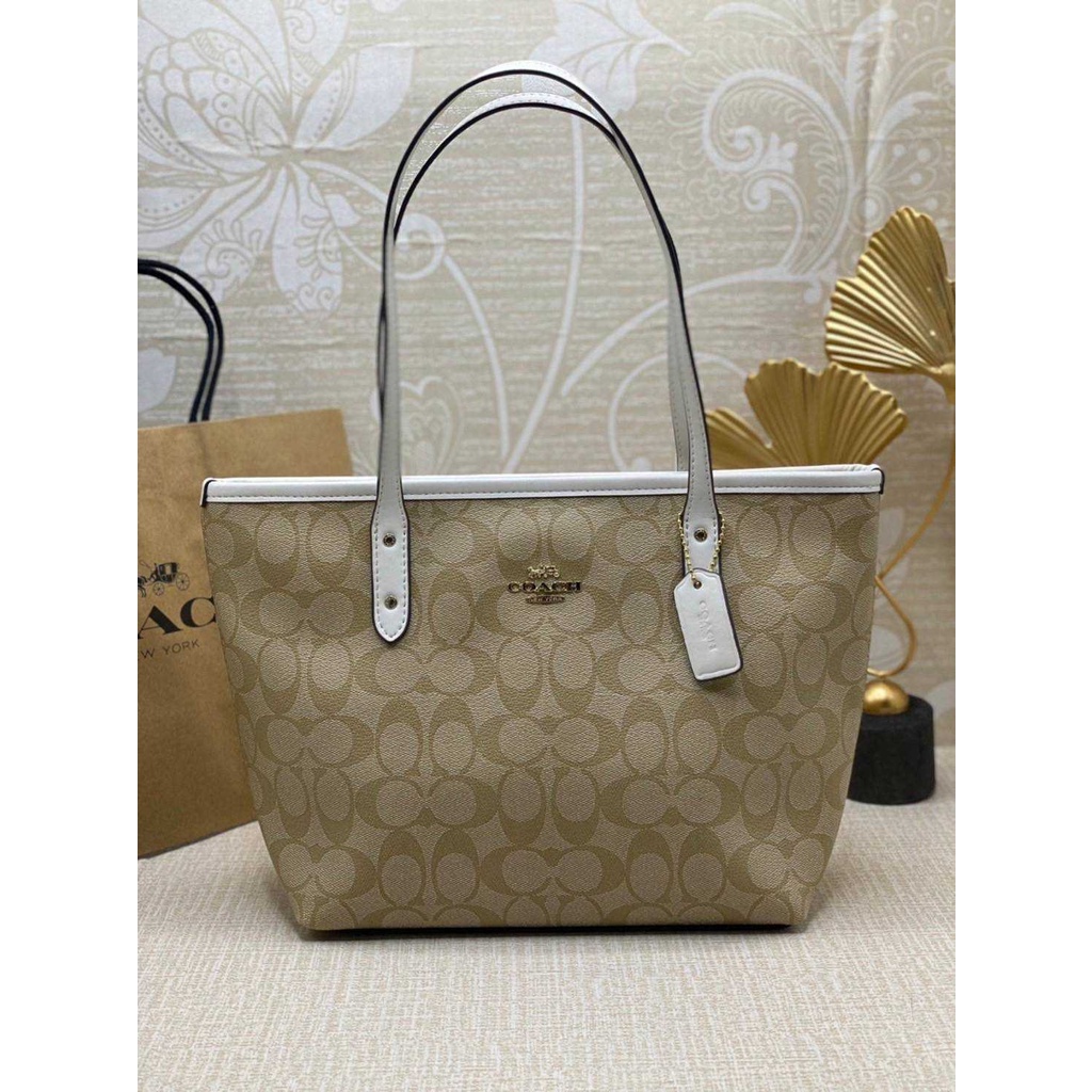 COACH F22969 MINI CITY ZIP TOTE IN SIGNATURE CANVAS | Shopee Thailand