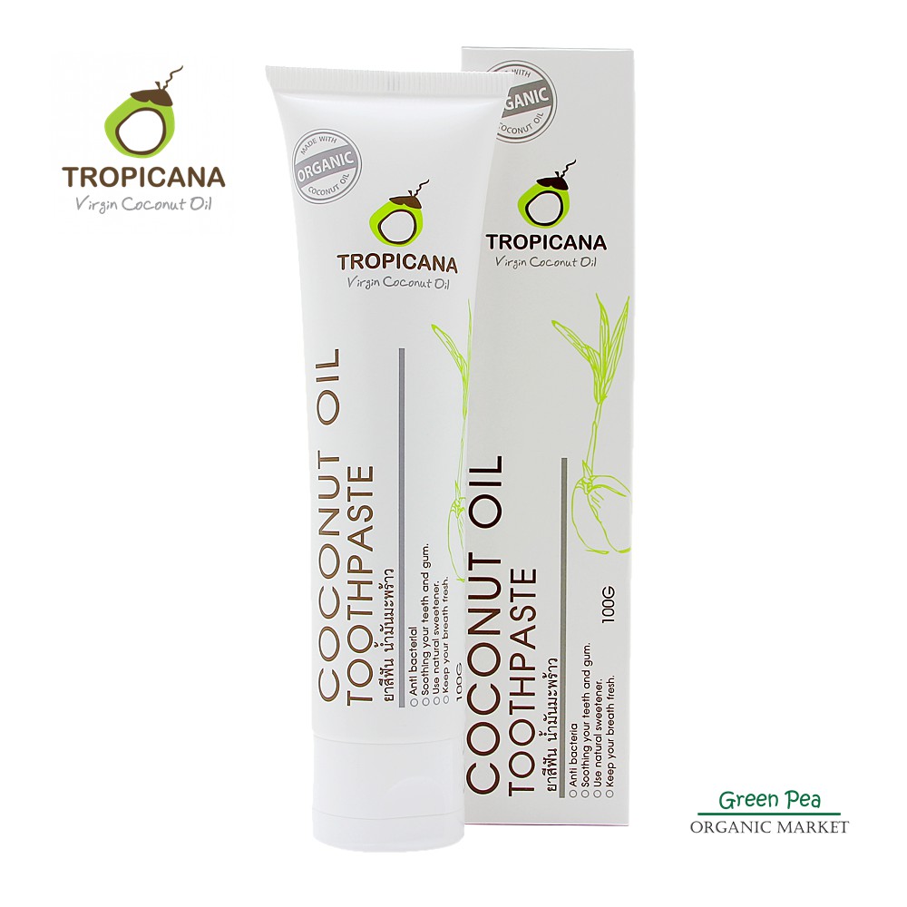 Tropicana ยาสีฟันน้ำมันมะพร้าว COCONUT OIL TOOTHPASTE 100 g. ทรอปิคาน่า ...