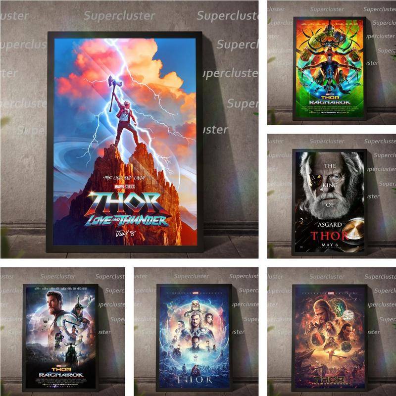 โปสเตอร์ภาพวาดผ้าใบ รูปซูเปอร์ฮีโร่ Marvel Thor Love and Thunder ...
