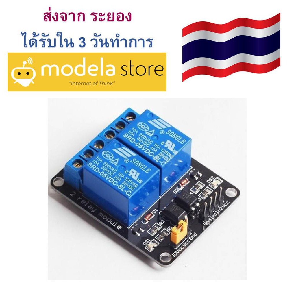 รีเลย์ 12V 2 ช่อง Relay Module Double- Ended Terminal 2 Channel ...