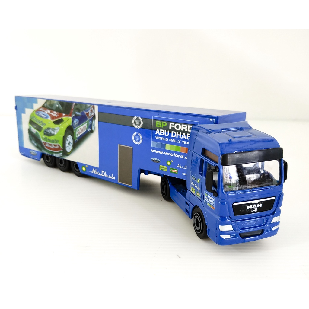 Majorette Truck - Man TGX + Ford Focus WRC Team Container - Blue Color ...