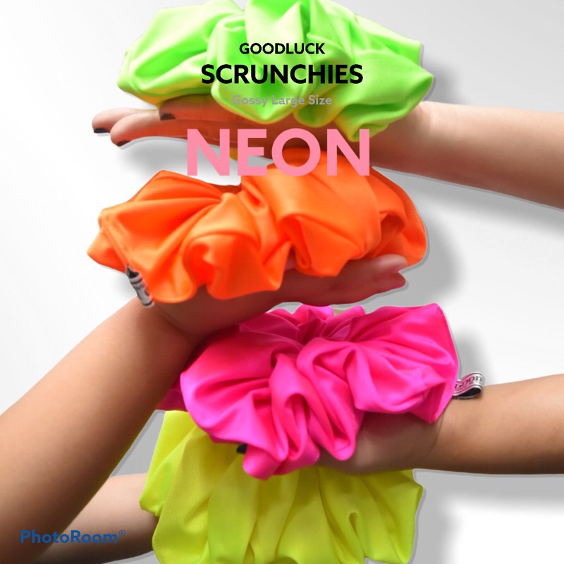 พร้อมส่ง!!ยางมัดผม โดนัท จั๊มโบ้ ยางมัดผมตกแต่งนีออน ขนาดใหญ่ gossy,Neon scrunchies Large size ...