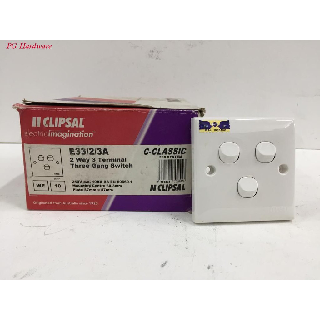Clipsal C-Classic 3 Gang 2 way Switch | Shopee Thailand