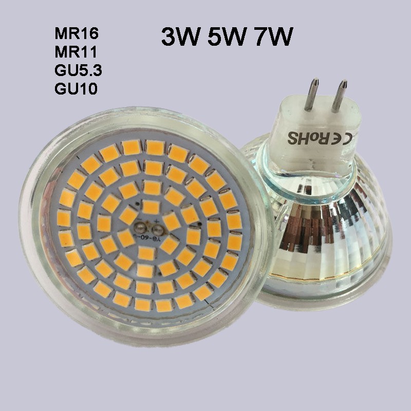 หลอดไฟสปอตไลท์ Led MR11 MR16 GU5.3 GU10 AC 220V AC DC 12V 3W 5W 7W ความสว่างสูง | Shopee Thailand