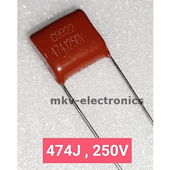 (5ตัว) 0.47uf , 474J 250V ไมล่าร์ คาปาซิเตอร์ Mylar Capacitor (รหัส ...