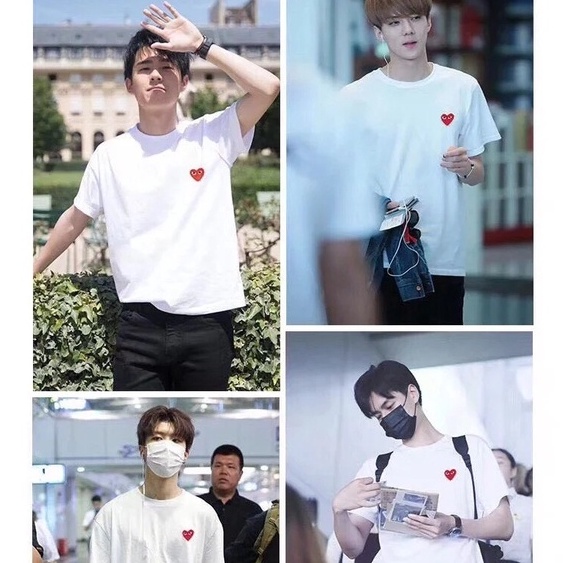 เสื้อยืดแขนสั้น พิมพ์ลายหัวใจ แฟชั่นคู่รัก Shopee Thailand
