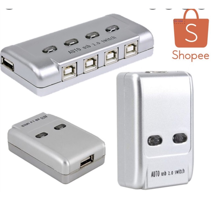 USB Auto Switch 4พอร์ต Usb Converter Splitter สำหรับ2/4 PC อุปกรณ์ต่อ ...