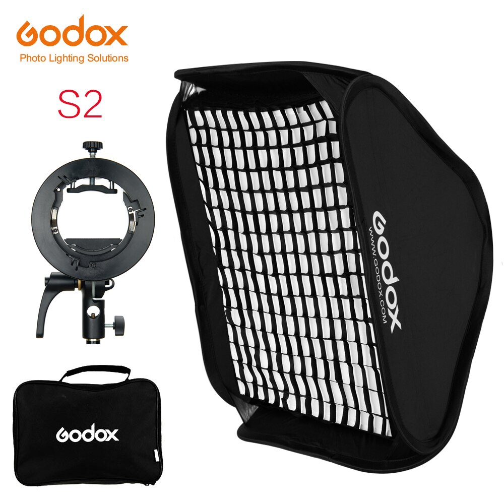 Godox S2 Speedlite Flash Holder Bracket + Softbox Honeycomb Grid with ...