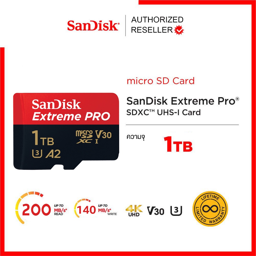 SanDisk Extreme PRO Micro SD Card SDXC 1TB Speed 200MB/s r 140MB/s (SDSQXCD-1T00-GN6MA) DJI OSMO ...