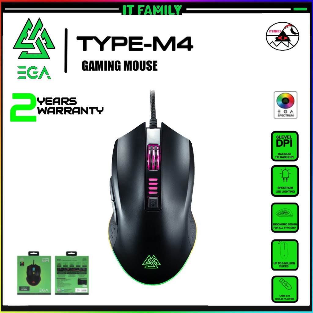เมาส์เกมมิ่งEGA TYPE-M4 GAMING MOUSE เม้าส์เกมมิ่ง มาโคร LED Spectum | Shopee Thailand