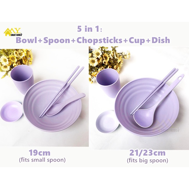 【พร้อมส่ง】5in1 7in1 ชุดชาม ชาม เส้นก๋วยเตี๋ยว อาหารเย็น ฟางข้าวสาลี สไตล์ญี่ปุ่น ซุปรามยอน ชาม ...