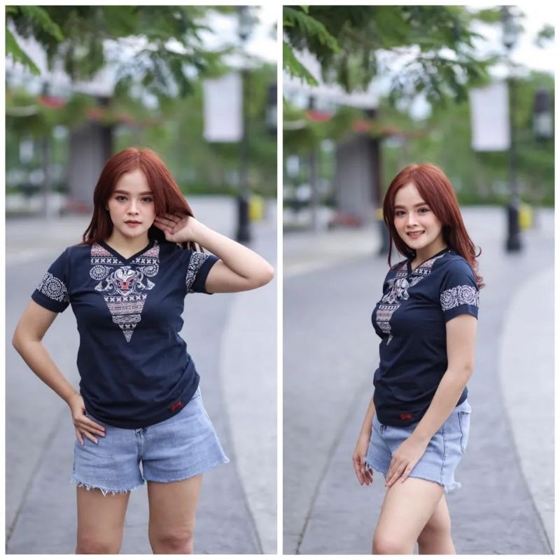 เสื้อยืด CKT ทรงสามเหลี่ยม สีกรมท่า | Shopee Thailand