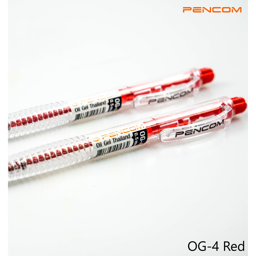 ปากกาแดง Pencom OG04 Red Pen ปากกาหมึกน้ำมันแบบกดสีแดง ขนาดหัว 0.5 mm ...