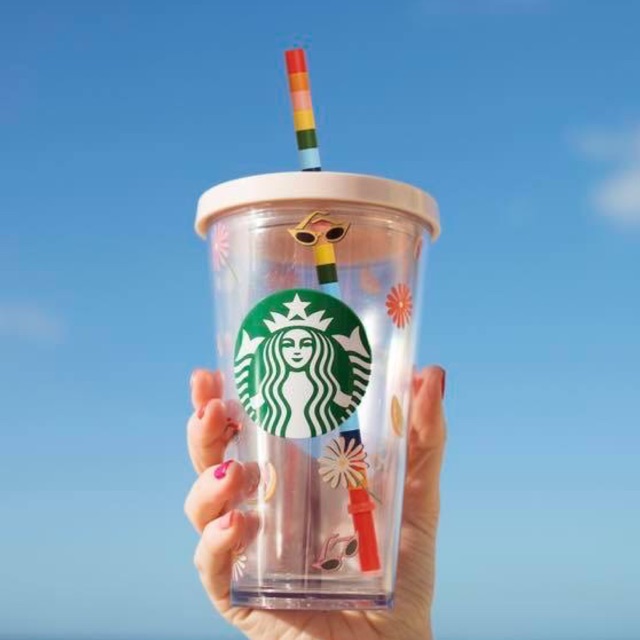 Starbucks bando cold cup 16oz หลอดสีรุ้ง | Shopee Thailand