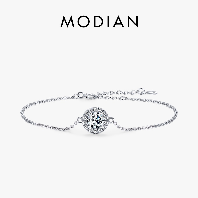 Modian Pure 925 เงินสเตอร์ลิงหรูหรา 1.0Ct ประกาย CZ Link Chain Charm ...