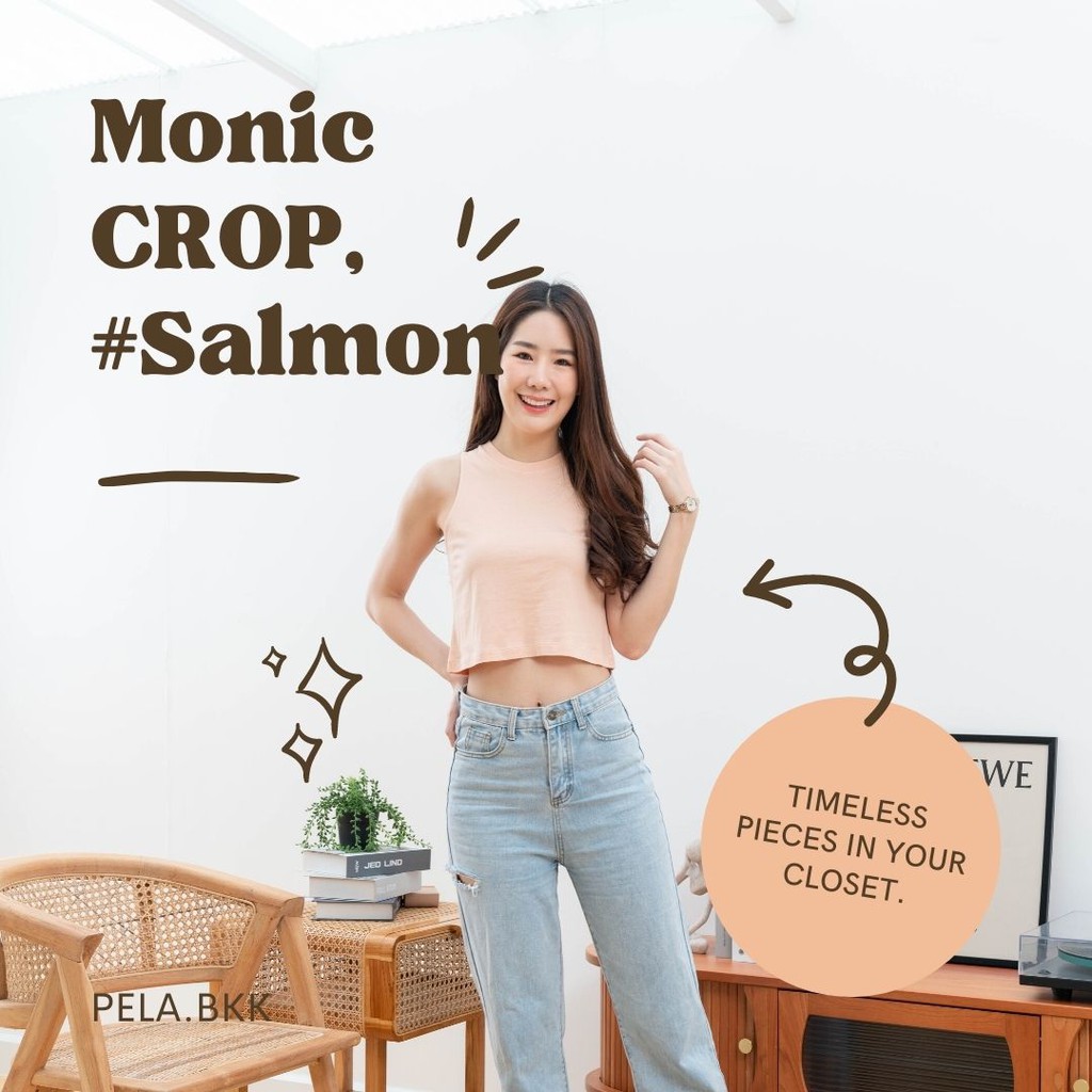 Pela.bkk - Monic เสื้อกล้ามครอป สีพีช (Salmon) | Shopee Thailand