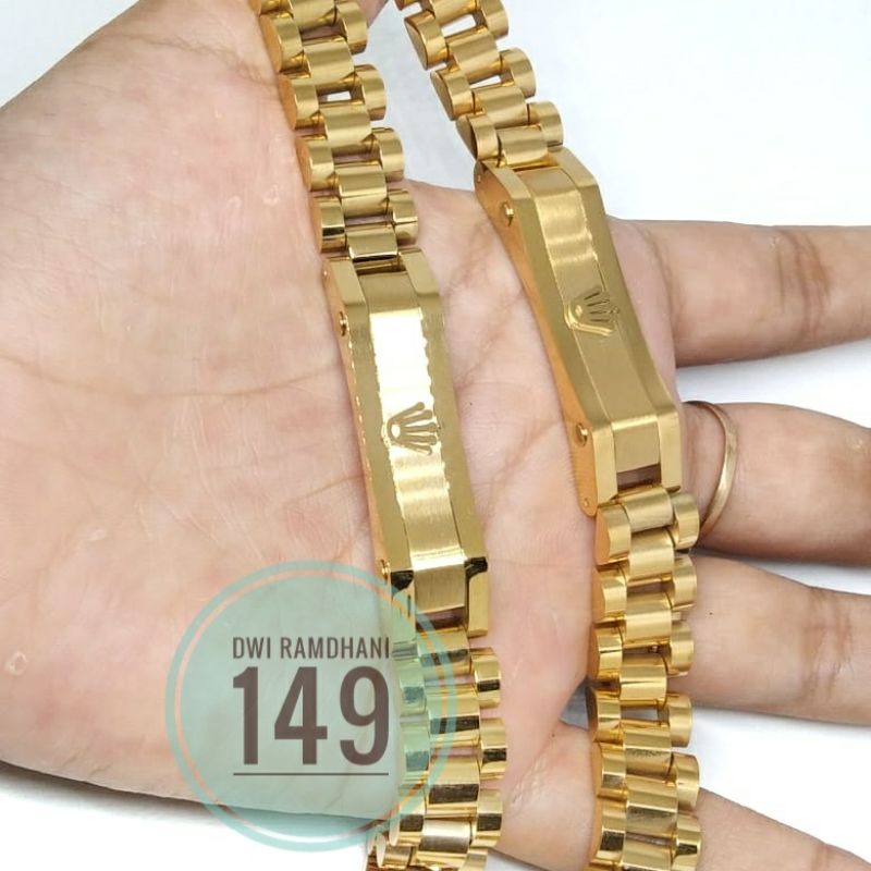 ROLEX Chain Titanium Bracelet สําหรับผู้ชายและผู้หญิง Stainless Steel ...